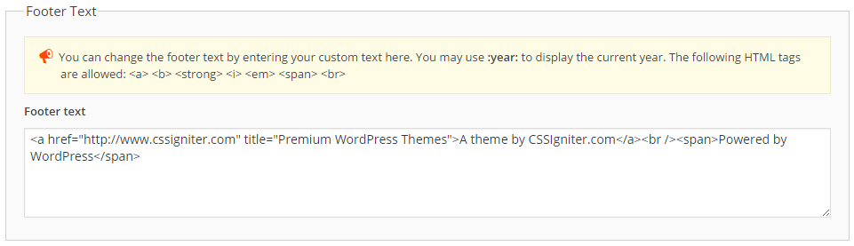 Change Footer Text CSSIgniter